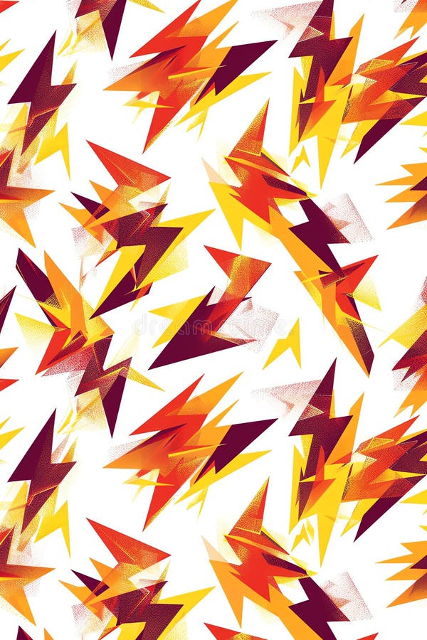 Abstract Background with Lightning Bolt Pattern. Fiery Yellow, Orange ...