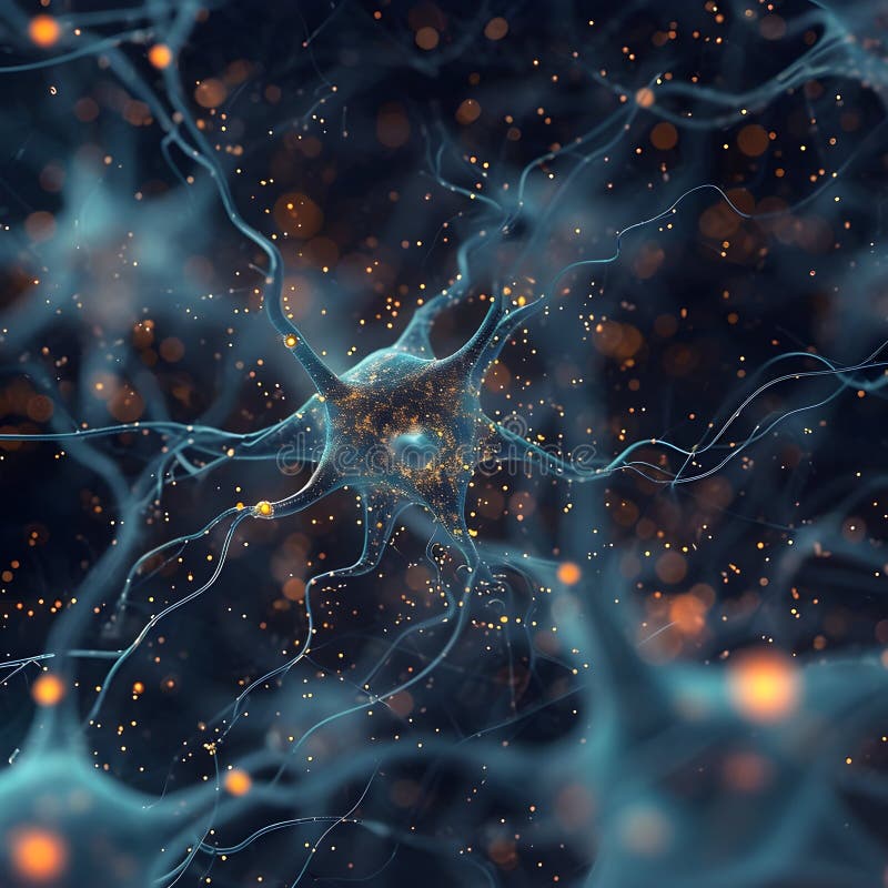 Abstract Background with Lights 3d Rendered Neuron Network with ...