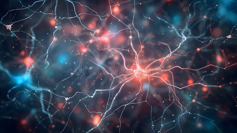 Abstract Background with Lights 3d Rendered Neuron Network with ...