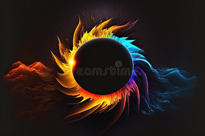 An Abstract Background Like a Total Solar Eclipse with a Multicolored ...