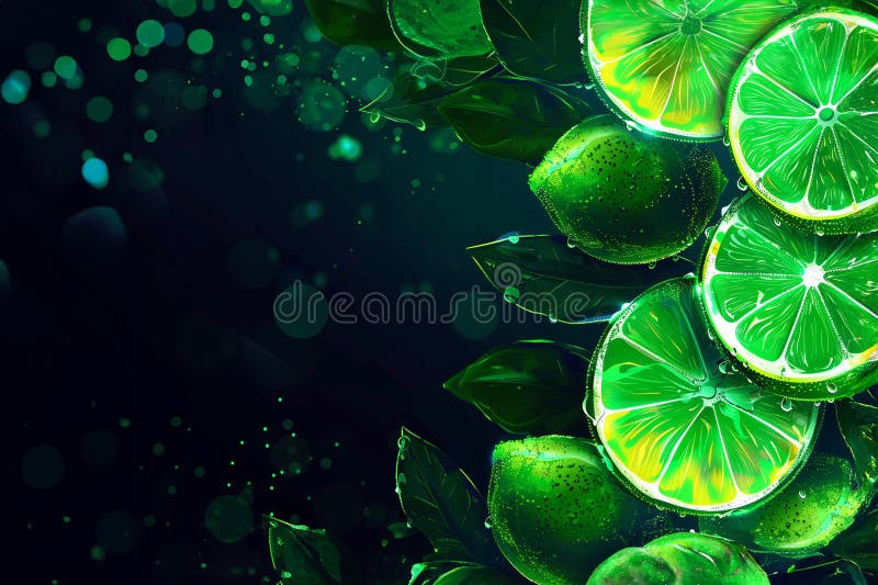 Abstract Background with Lime Slices Fluorescent Colours. Stock Image ...