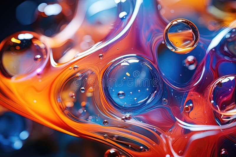 Abstract Background of Liquid Bubbles Blending Flow Mixing Together in ...