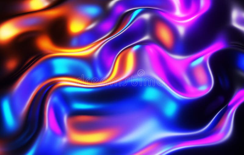 Abstract Background, Liquid Metal Waves with Neon Colorrs Stock ...