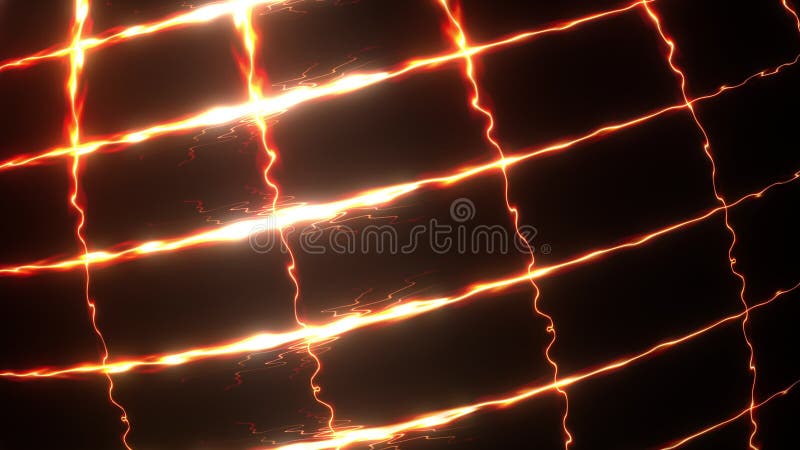 Abstract Background with Loop Animation of Gold Sparking Electric Lines ...
