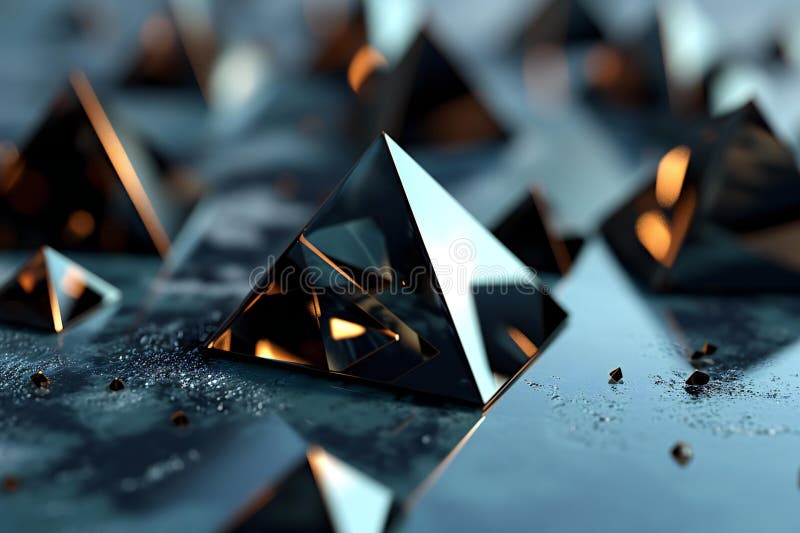 Abstract Background with Low Poly Shapes, Crystal Pyramid Stock ...