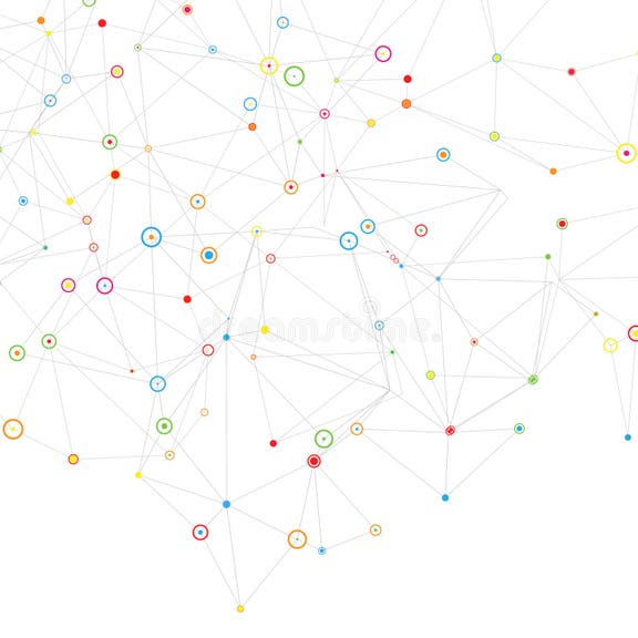 Abstract Background with Low Poly Tech Design with Colourful Cyber Dots ...