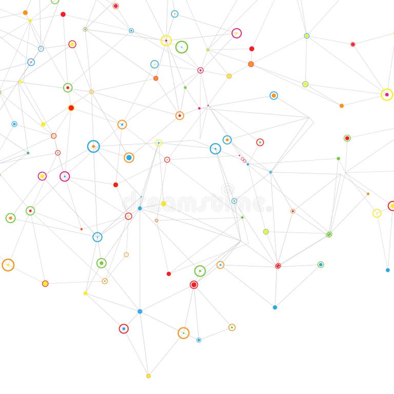 Abstract Background with Low Poly Tech Design with Colourful Cyber Dots ...