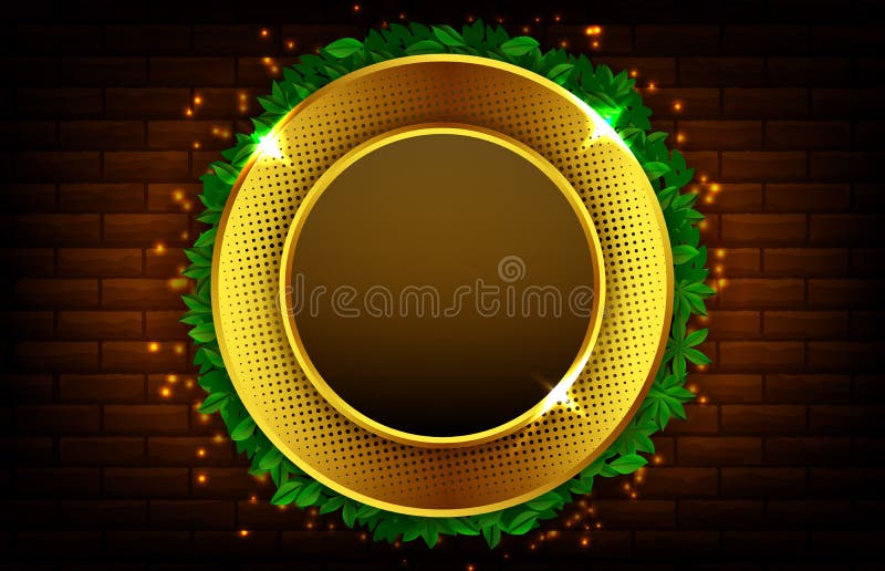 Background of Luxury Glowing Gold Round Shape with Leaves Stock Vector ...