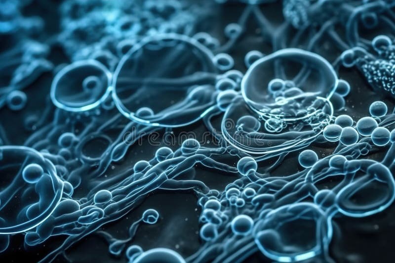 An Abstract Background with a Macro Shot of Various Microbes Including ...