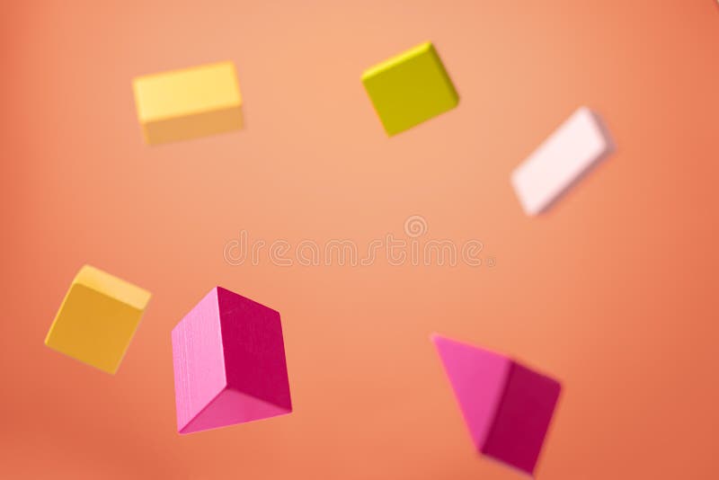 Abstract Background Made of Colored Wooden Blocks. Geometric Shapes on ...
