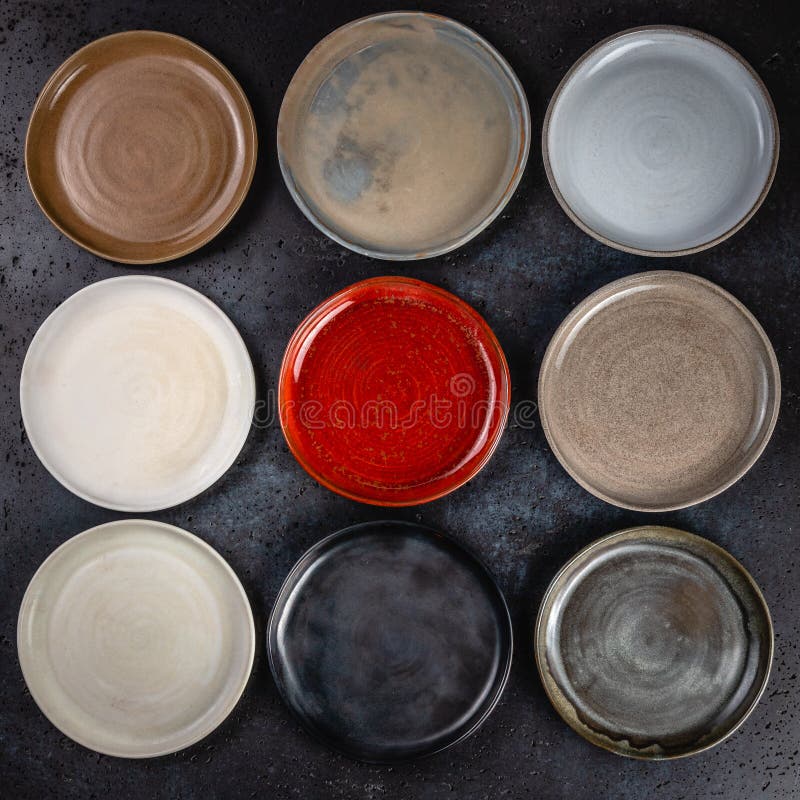 Abstract Background Made of Decorative Empty Round Ceramic Dishes ...