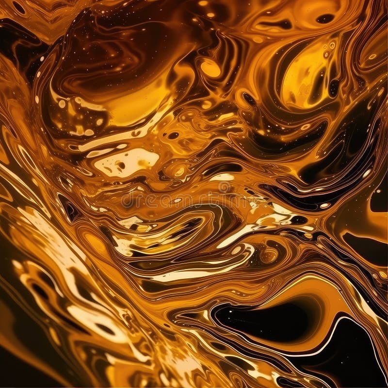 Abstract Background Made of Golden Metal Swirl Pattern. Liquid Metal ...