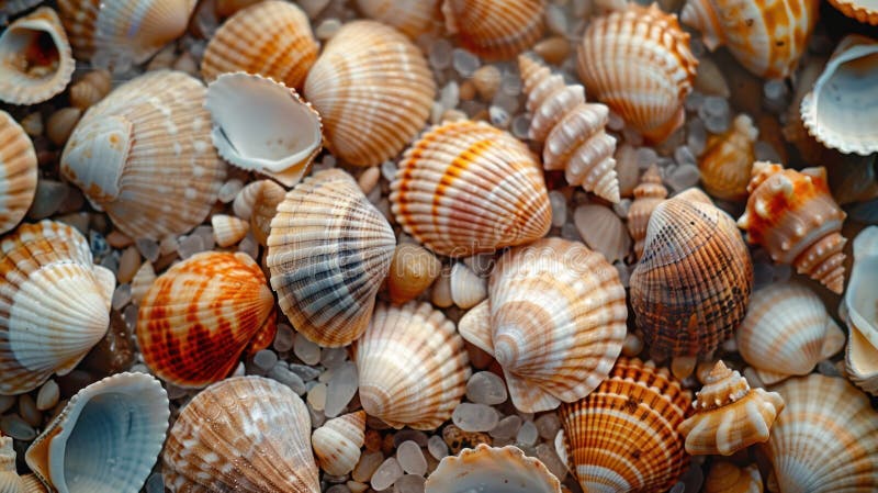 Abstract Background Made of Shells of Different Shapes and Sizes, Top ...