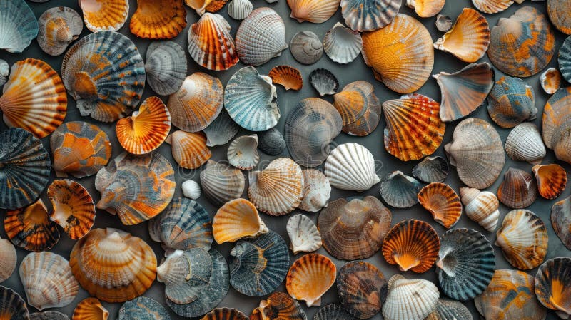 Abstract Background Made of Shells of Different Shapes and Sizes, Top ...