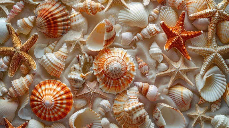 Abstract Background Made of Shells of Different Shapes and Sizes, Top ...