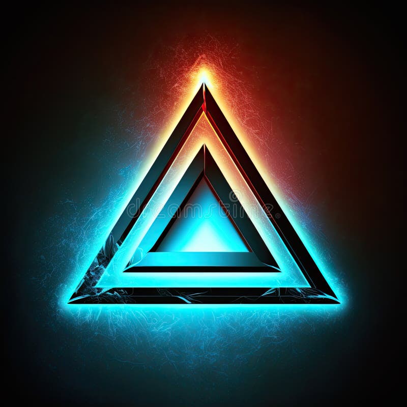 Abstract Background with Magic Neon Lighting Triangle on Dark ...