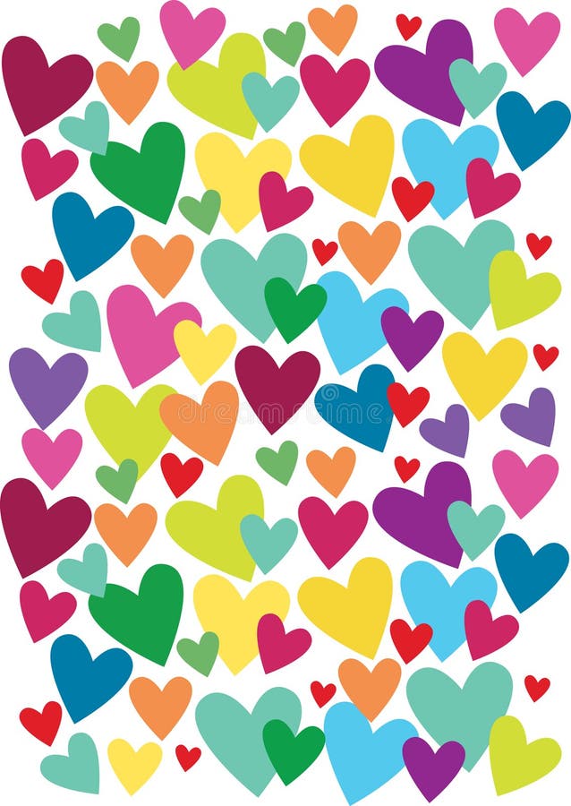 Colourful Rainbow Hearts in a Row. Stock Illustration - Illustration of ...