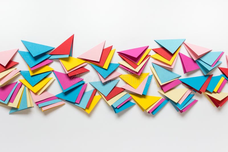 Abstract Background with Many Folded Paper Triangles at Image Center ...