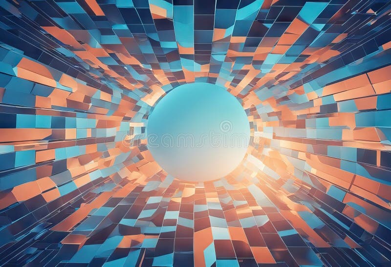 Abstract Background with Many Overlapping Geometry. Shades of Blue ...