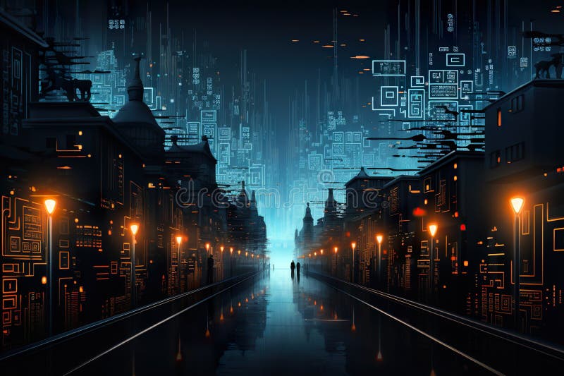 Abstract Background Map Buildings and Streets Attached QR Code. Stock ...