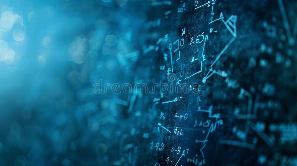 Abstract Background of Mathematical Equations on Blue Science Themed ...