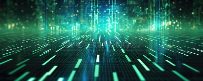 Abstract Background With A Matrix Of Binary Code And Glowing Circuitry Symbolizing Technology