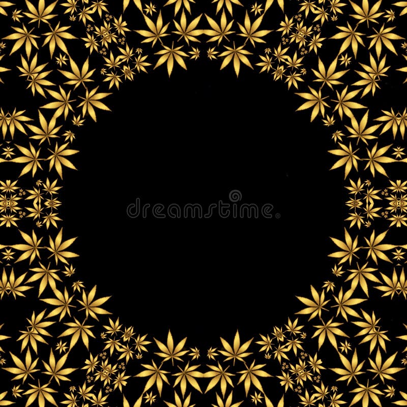 Abstract Background with Medicinal Cannabis Leaves Isolated in Black ...