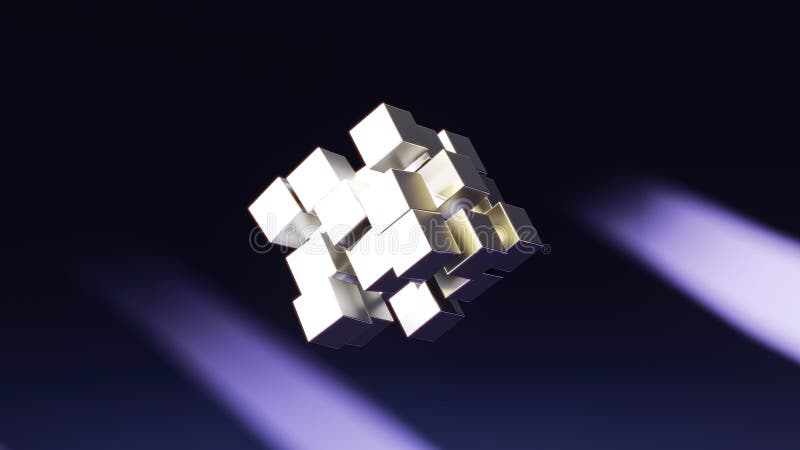 Abstract Background of Metal Cubes Hanging in the Air. Concept of Unity ...