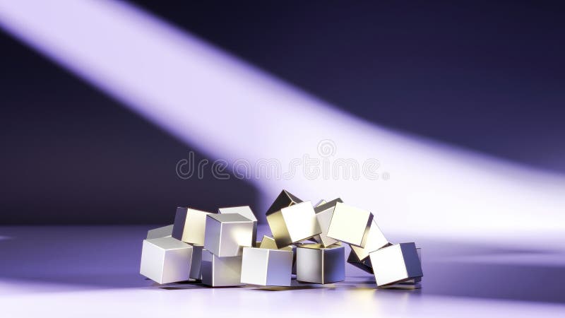 Abstract Background of Metal Cubes Lying Scattered on the Floor ...