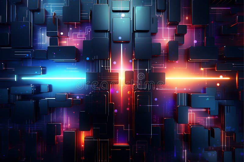 Abstract Background with Metallic Textures and Holographic, Sci-fi ...