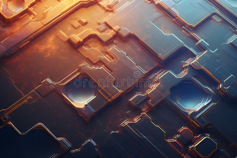Abstract Background with Metallic Textures and Holographic, Sci-fi ...