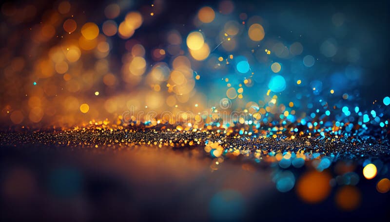 Abstract Background with Mixture of Gold and Blue Colors and Defocused ...