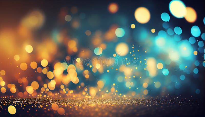 Abstract Background with Mixture of Gold and Blue Colors and Defocused ...