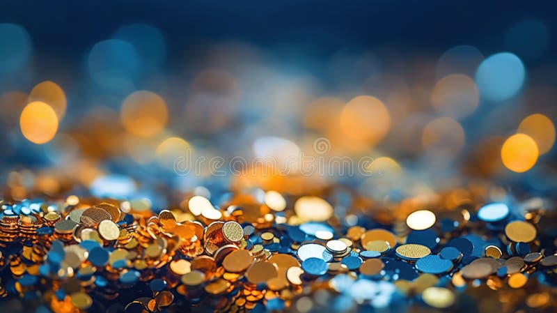 Abstract Background with Mixture of Gold and Blue Colors and Defocused ...