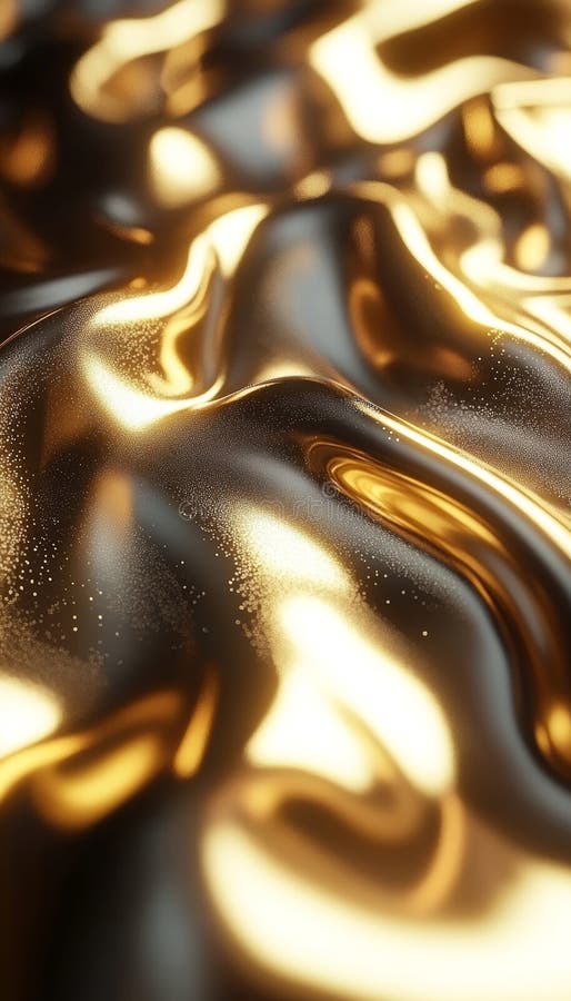 Abstract Background, Molten Gold Texture, Shiny Metallic Surface, Liquid Effect, Golden Waves ...