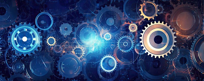Abstract Background with a Mosaic of Interconnected Gears and ...
