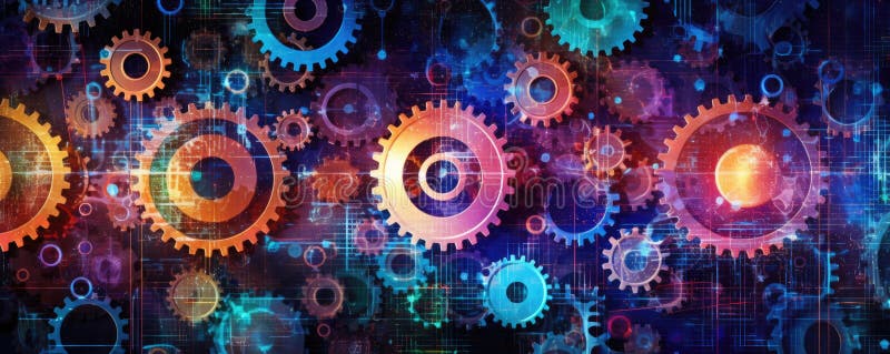 Abstract Background with a Mosaic of Interconnected Gears and ...