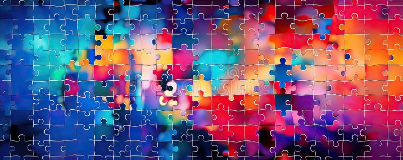 Abstract Background with a Mosaic of Interconnected Puzzle Pieces in ...