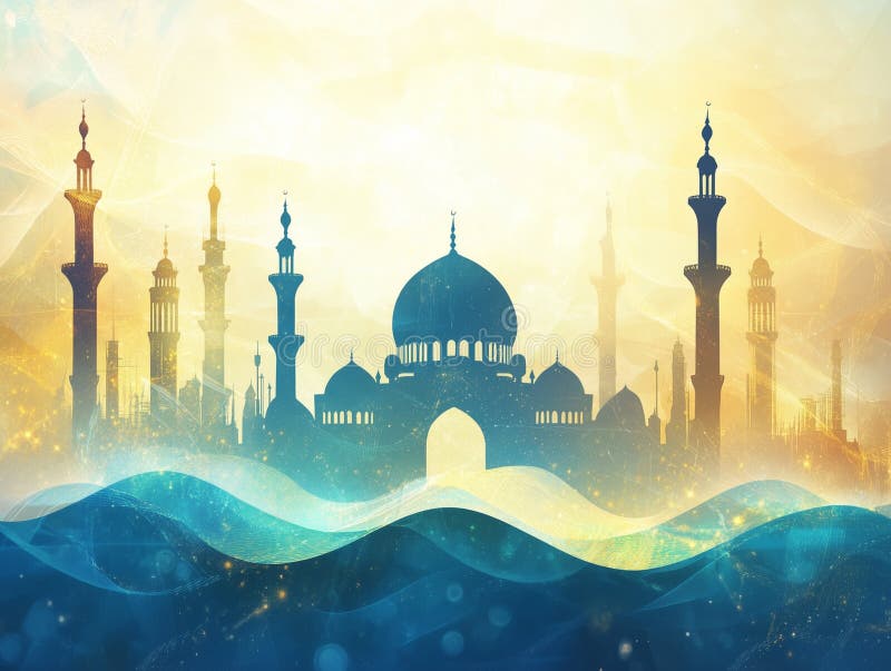 An Abstract Background with a Mosque Theme, Featuring a Blend of Soft ...