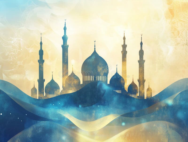An Abstract Background with a Mosque Theme, Featuring a Blend of Soft ...