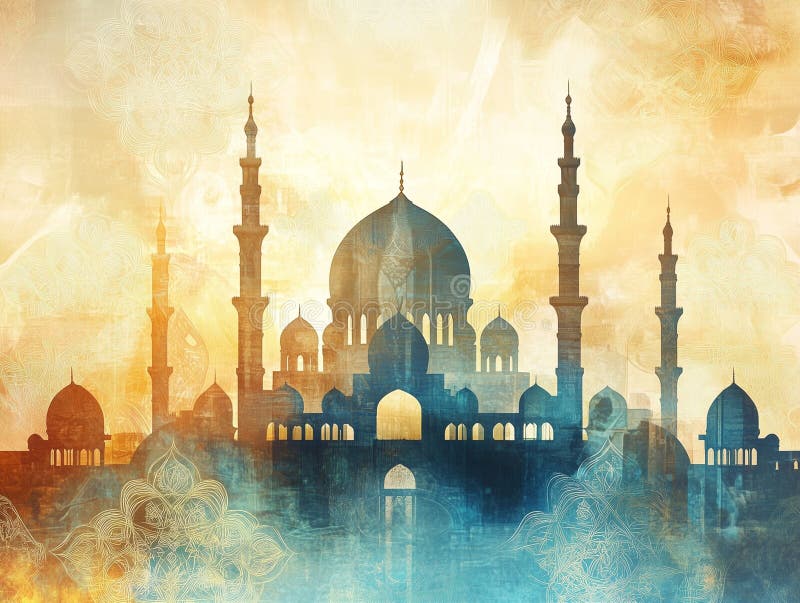 An Abstract Background with a Mosque Theme, Featuring a Blend of Soft ...