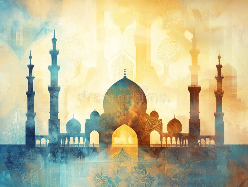 An Abstract Background with a Mosque Theme, Featuring a Blend of Soft ...