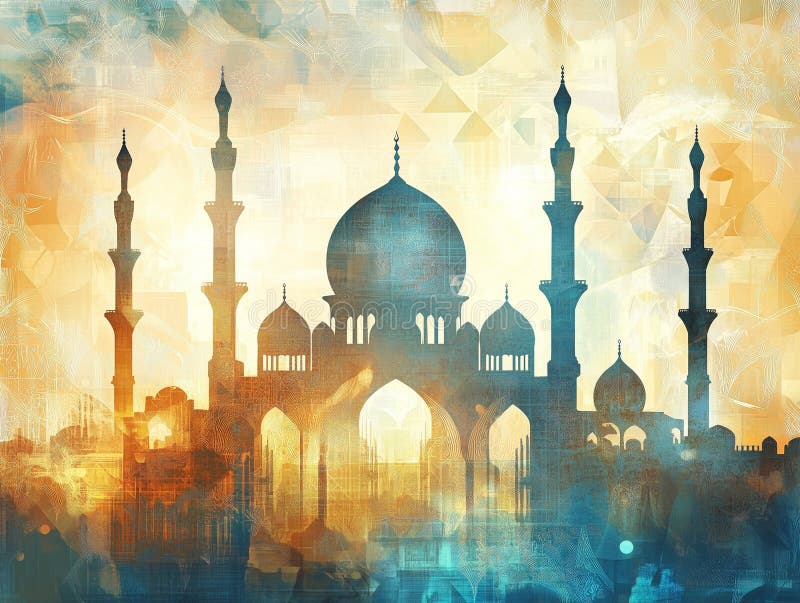 An Abstract Background with a Mosque Theme, Featuring a Blend of Soft ...