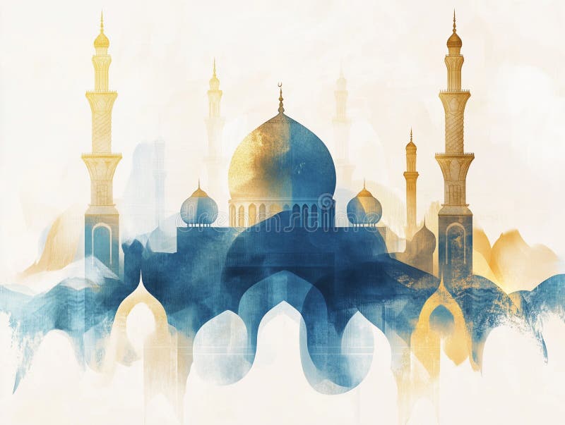 An Abstract Background with a Mosque Theme, Featuring a Blend of Soft ...