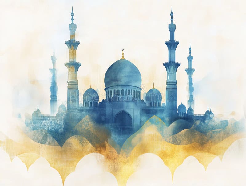 An Abstract Background with a Mosque Theme, Featuring a Blend of Soft ...