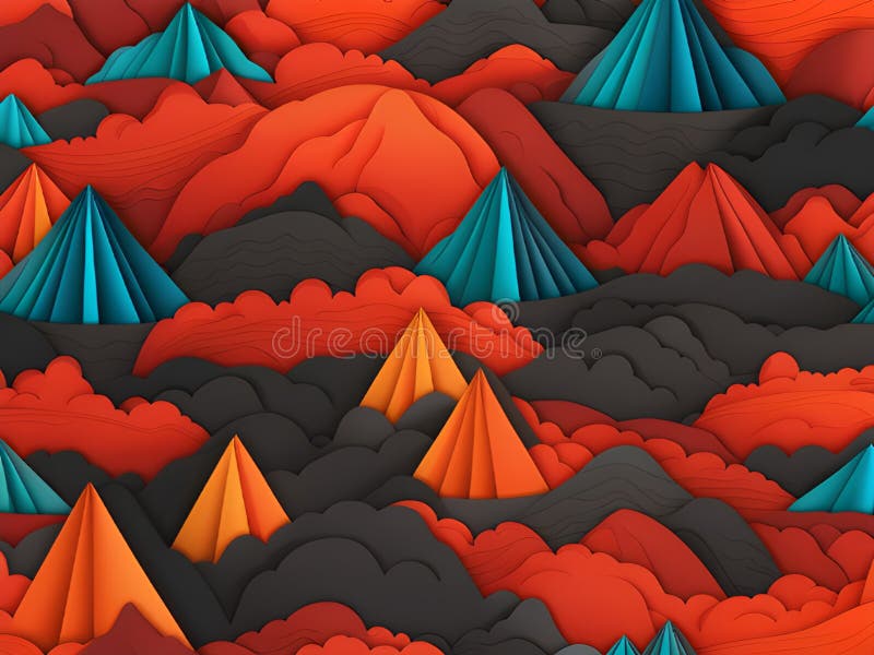 Abstract Background with Mountain , Paper Cut Style Stock Image - Image ...