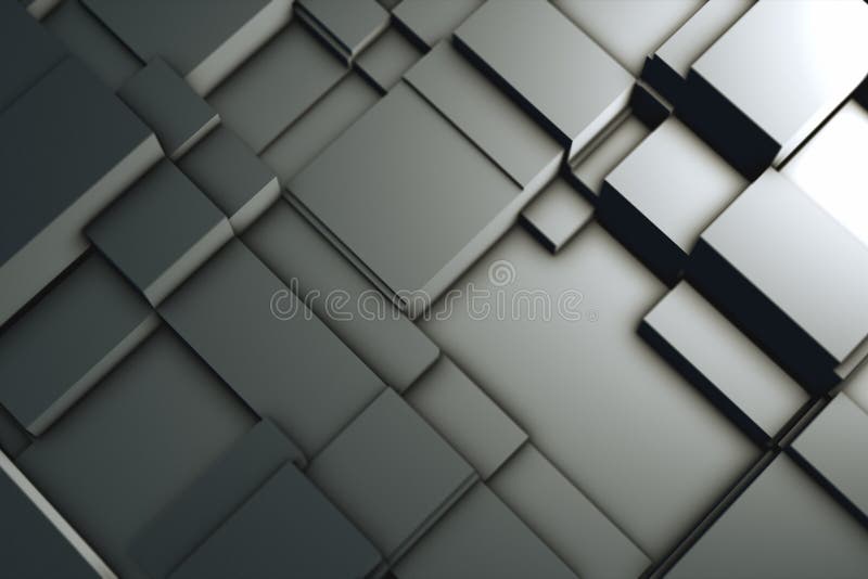 Abstract Background of Moving Metal Blocks 3d Illustration Stock ...