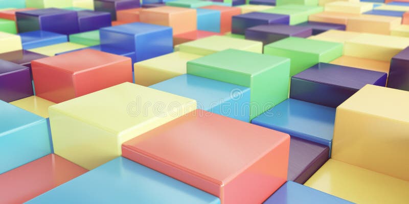 Abstract Background of Multi-colored Cubes - 3D Rendering Stock ...
