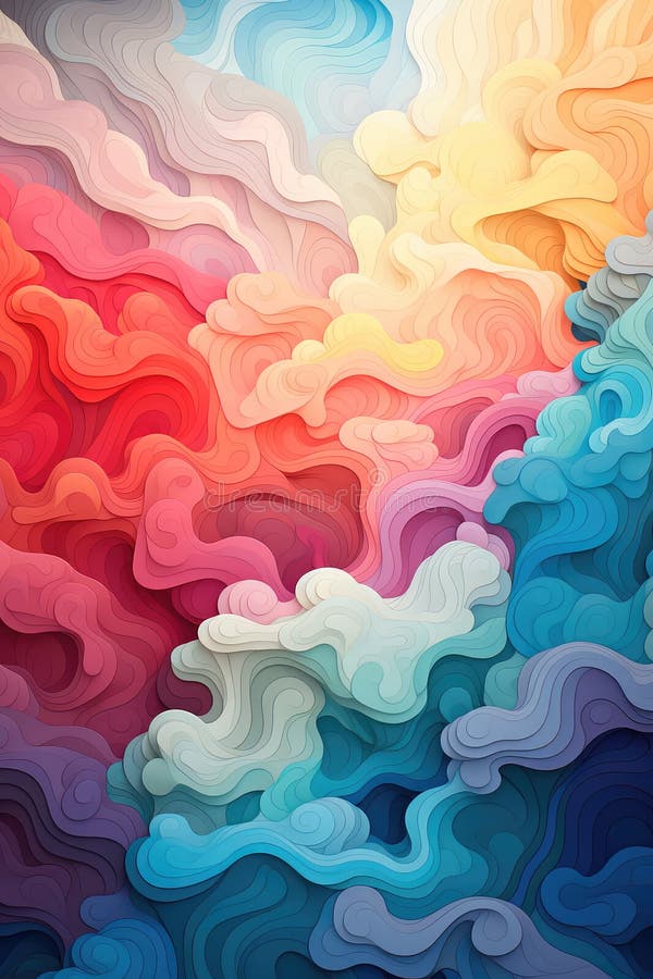 Abstract Background with Multi-colored Lines in the Form of Waves ...