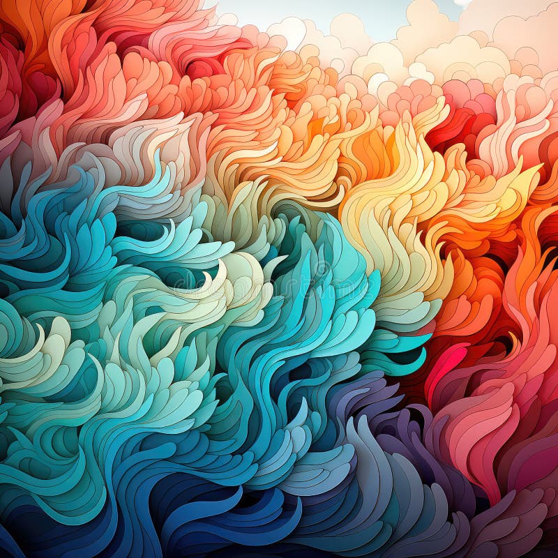 Abstract Background with Multi-colored Lines in the Form of Waves ...